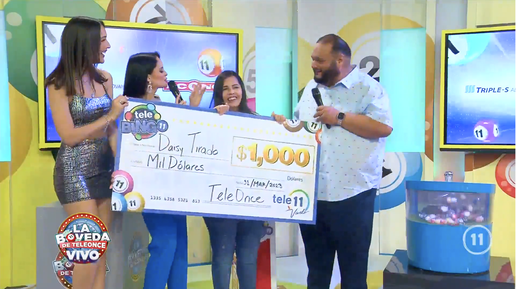 Daisy Tirado recibe el cheque del TeleBingo - TeleOnce TV | Vívelo